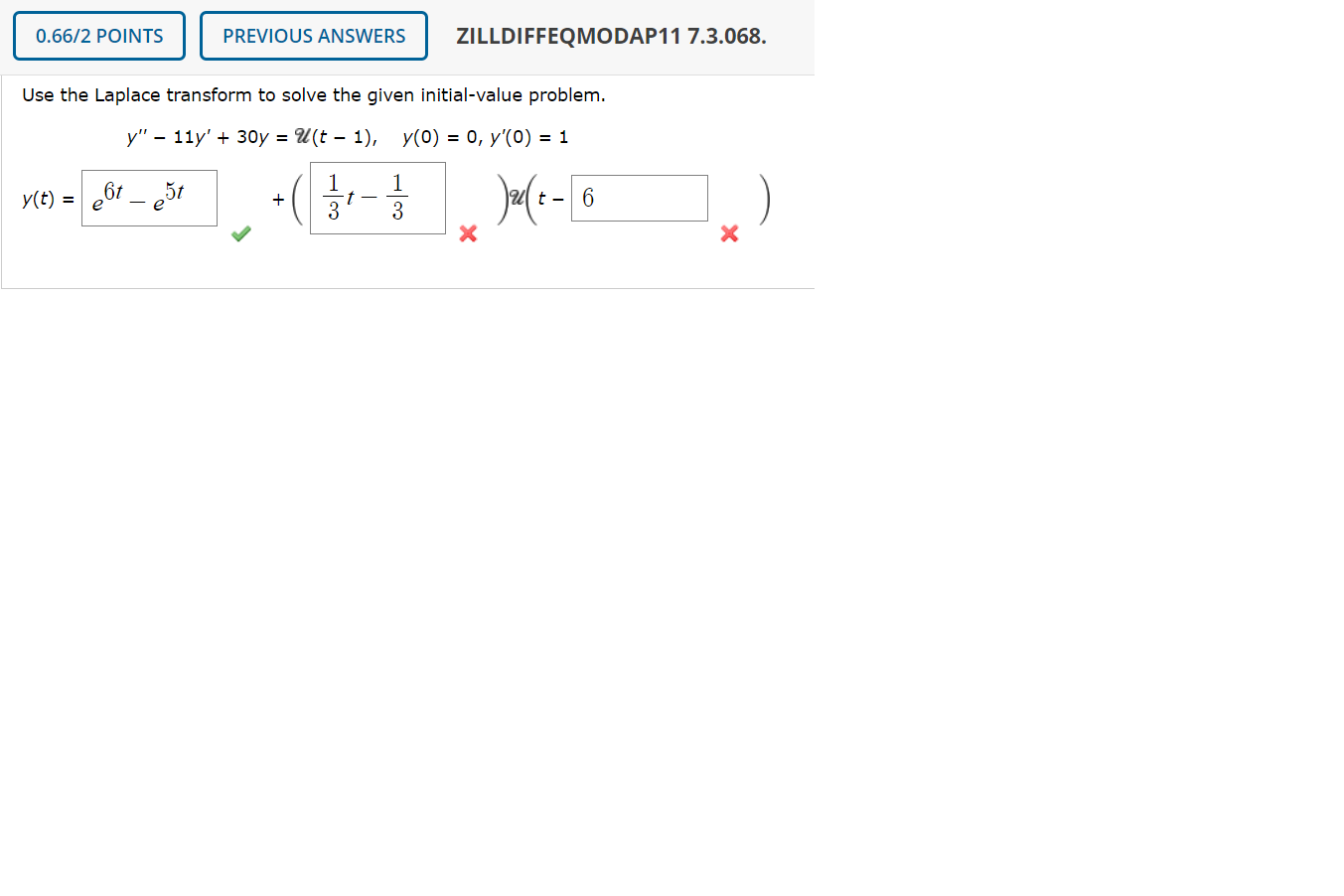 Solved 0/2 POINTS PREVIOUS ANSWERS ZILLDIFFEQMODAP11 | Chegg.com