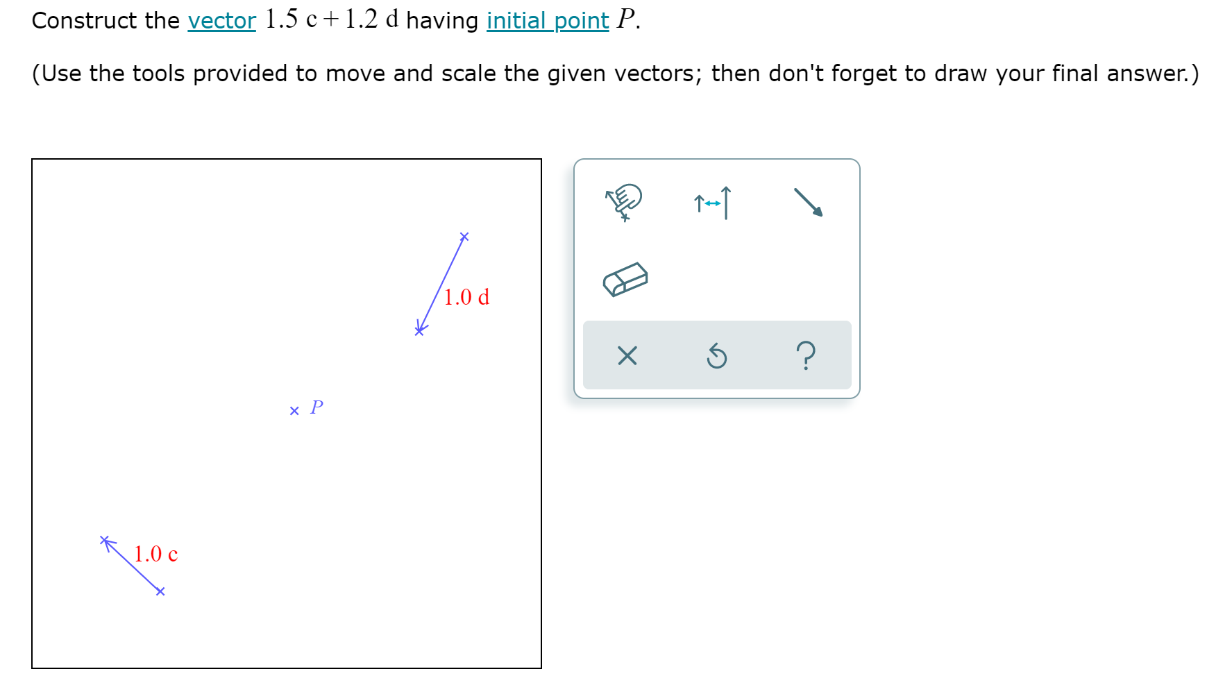 Solved Construct the vector 1.5c+1.2d having initial point | Chegg.com