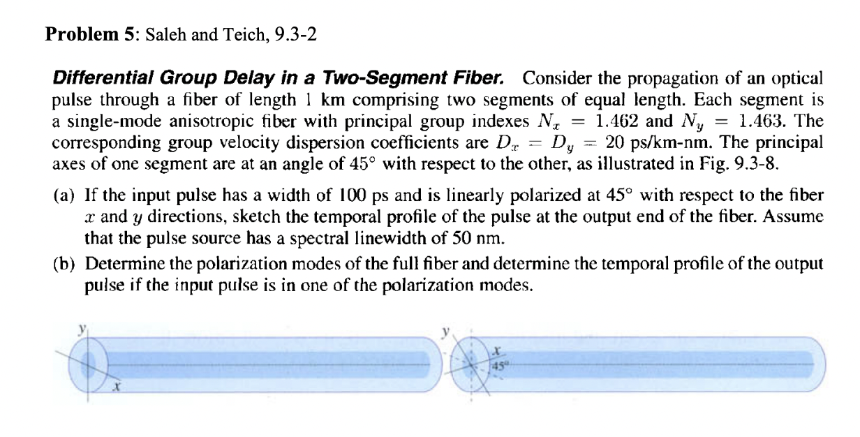 Solved Differential Group Delay in a Two-Segment Fiber. | Chegg.com