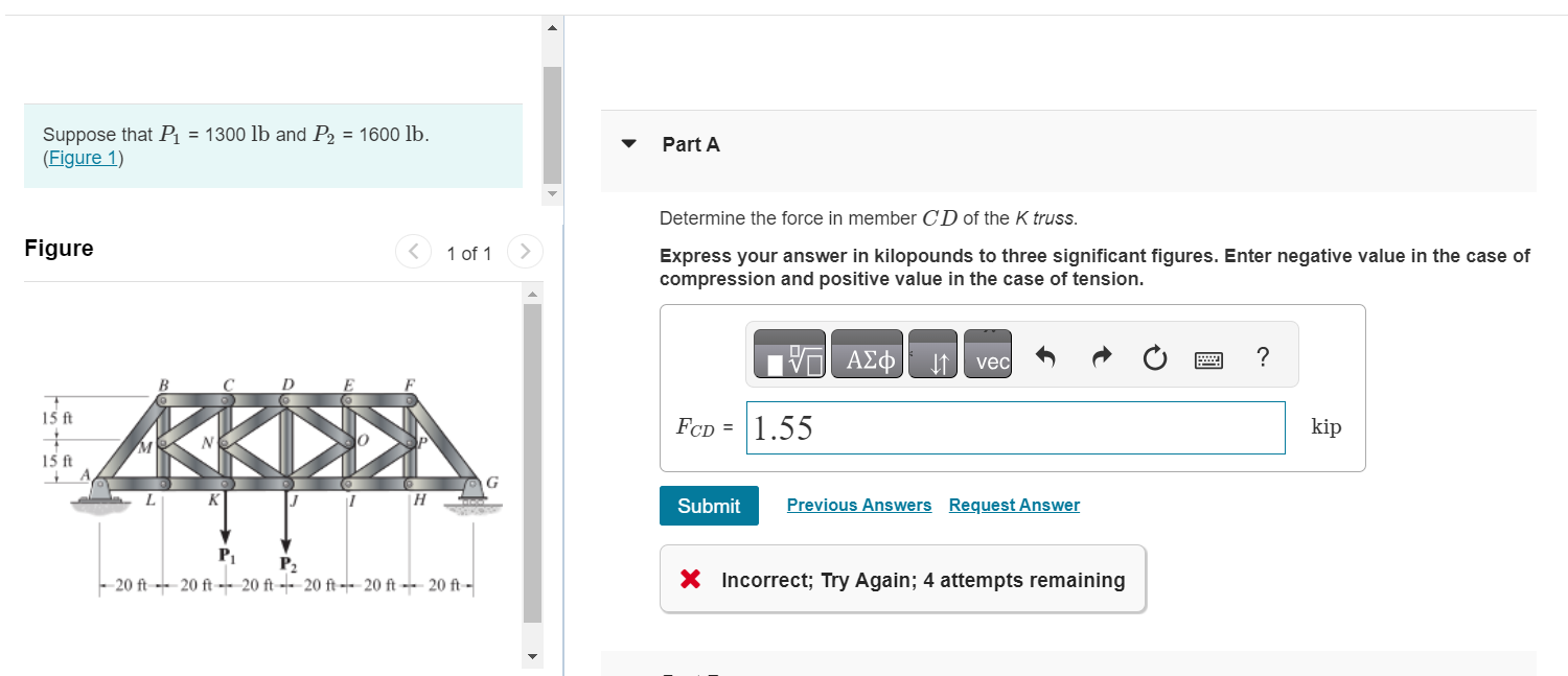Solved Suppose That P1 1300 Lb And P2 1600 Lb Determine