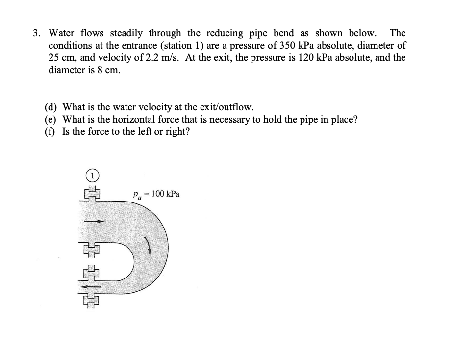 Solved 3. Water flows steadily through the reducing pipe | Chegg.com