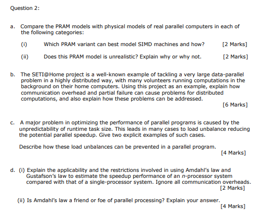 Question 2: a. Compare the PRAM models with physical | Chegg.com