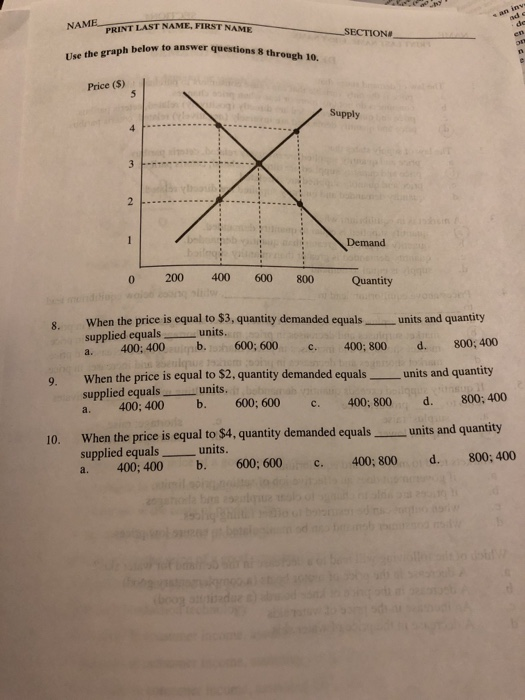 Solved NAME PRINT LAST NAME, FIRST NAME SECTION MARKET | Chegg.com