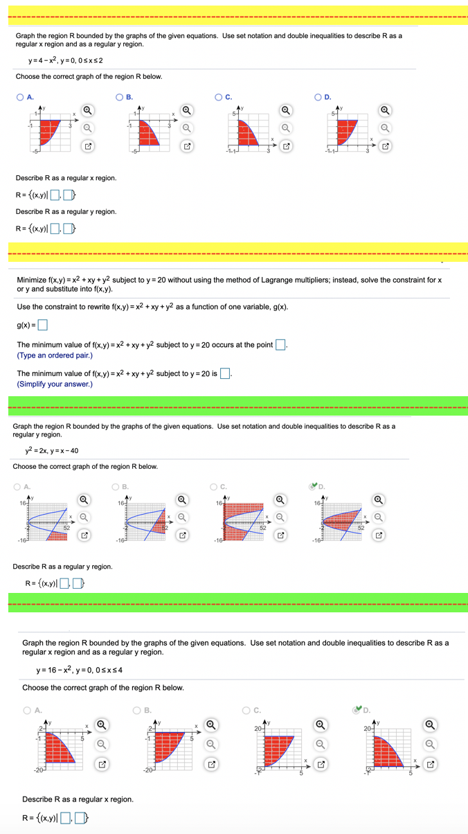 Solved Graph the region R bounded by the graphs of the given | Chegg.com
