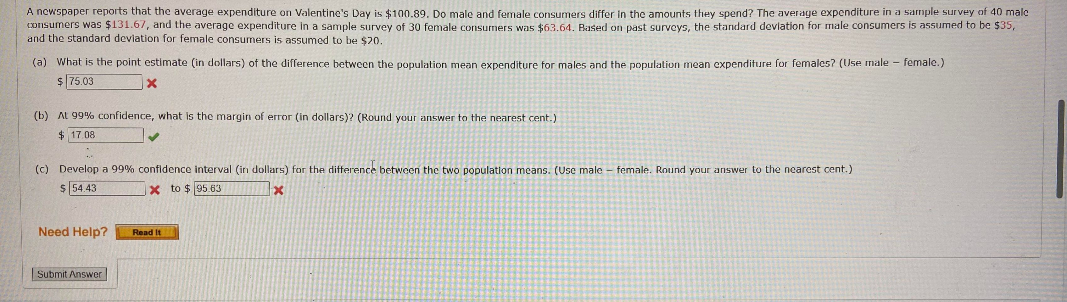 Solved and the standard deviation for female consumers is | Chegg.com