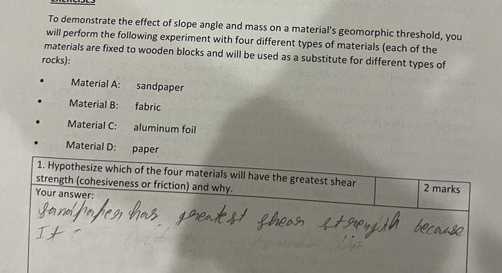 To demonstrate the effect of slope angle and mass on | Chegg.com