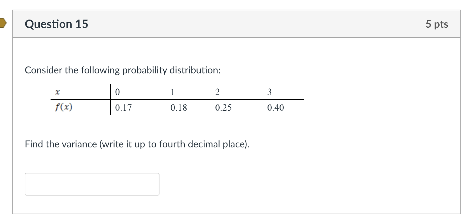 Solved Question 15Consider the following probability | Chegg.com