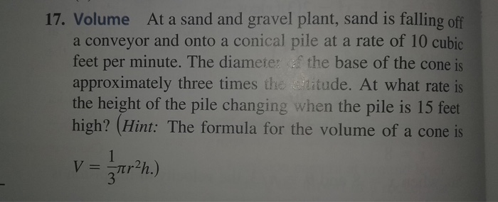 Solved 17. Volume At a sand and gravel plant, sand is | Chegg.com