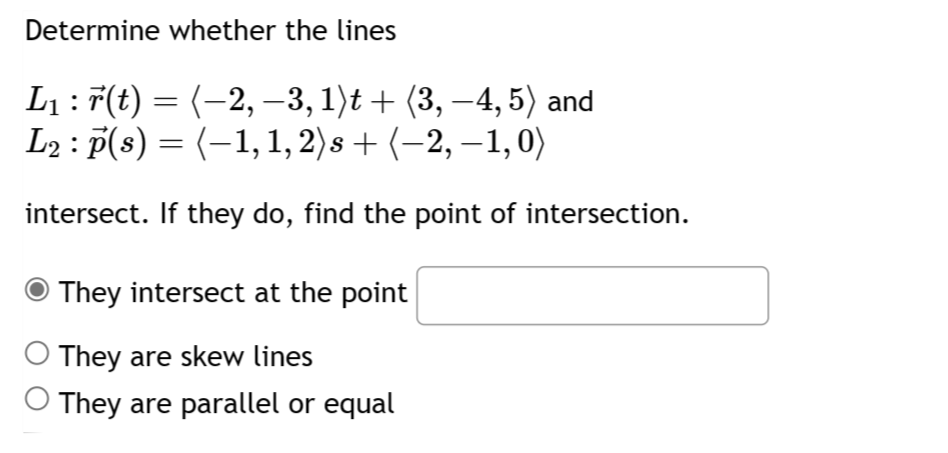 Solved Determine whether the lines | Chegg.com
