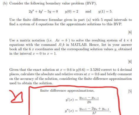 Solved (b) Consider the following boundary value problem | Chegg.com