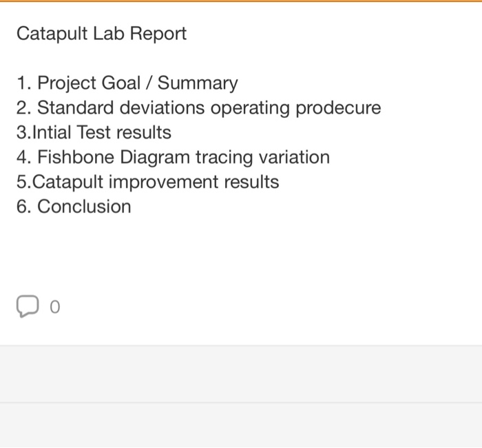 Catapult Lab Report 1. Project Goal / Summary 2. | Chegg.com