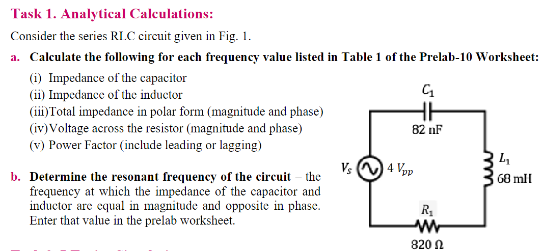 Solved b. Determine the resonant frequency of the circuit - | Chegg.com
