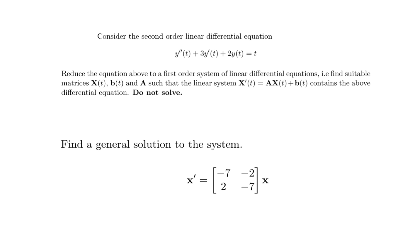 Solved Consider the second order linear differential | Chegg.com