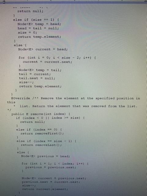 public class MyLinkedlist extends MyAbstractList | Chegg.com