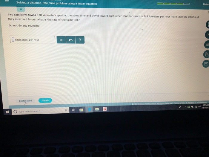 Solved Solving a distance, rate, time problom using a linear | Chegg.com