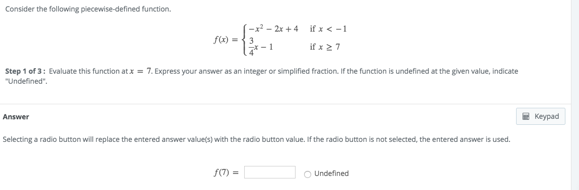 Solved Consider The Following Piecewise Defined Function If