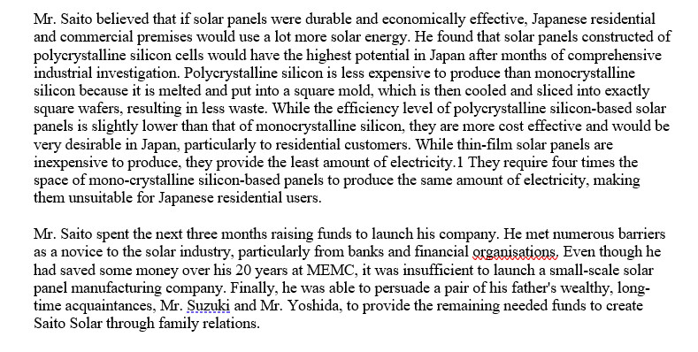 How much is Saito Solar worth based on Mr. Suzuki's | Chegg.com
