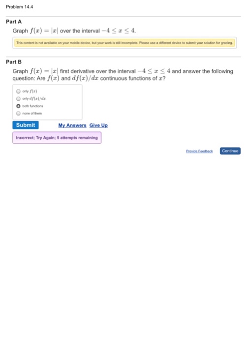 Solved Graph f(x) = |x| over the interval - 4 | Chegg.com