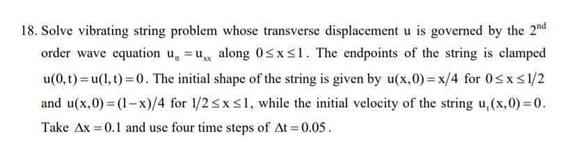18. Solve vibrating string problem whose transverse | Chegg.com