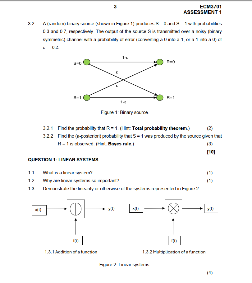 Solved 3.2 ﻿A (random) ﻿binary source (shown in Figure 1) | Chegg.com