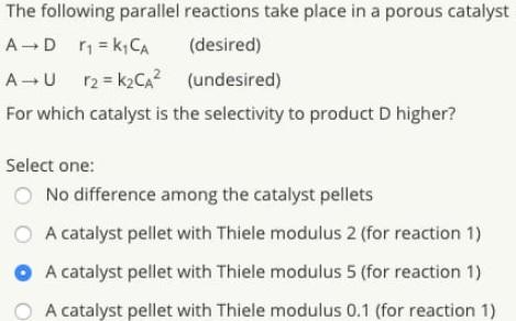 Solved The following parallel reactions take place in a | Chegg.com