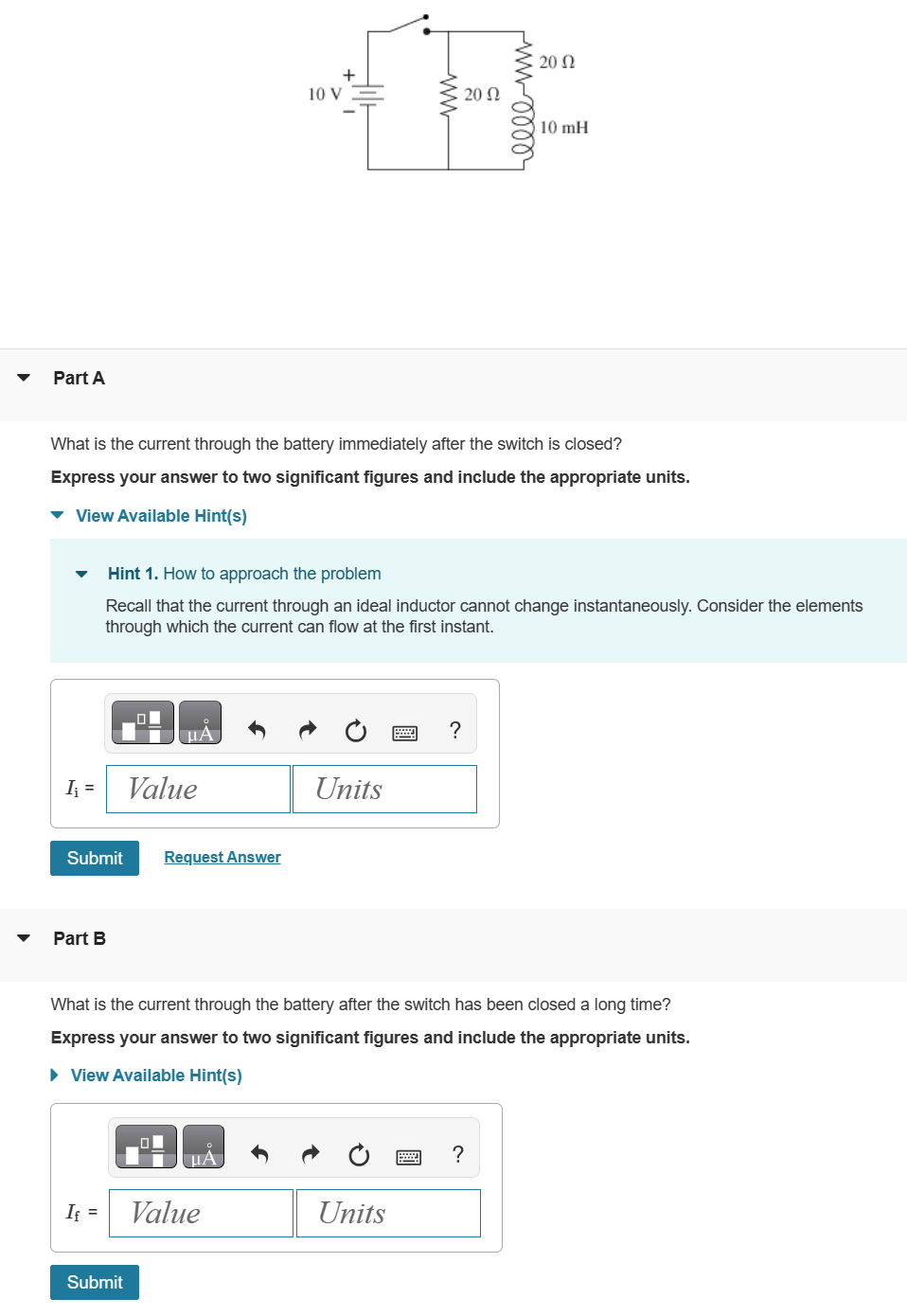Solved The switch in (Figure 1) has been open for a long | Chegg.com