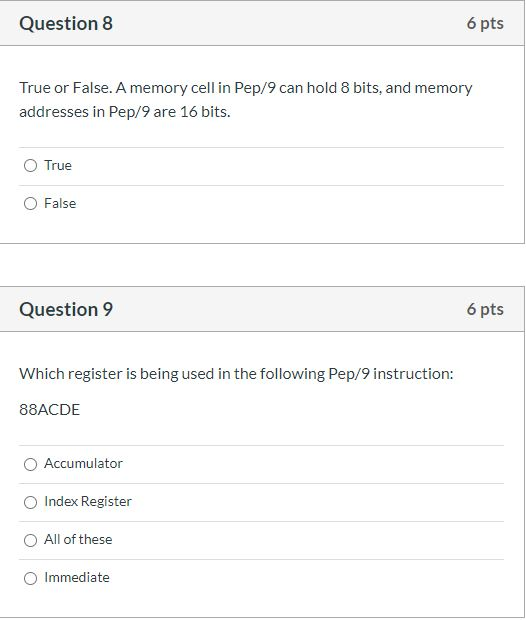 Solved Question 8 6 pts True or False. A memory cell in | Chegg.com