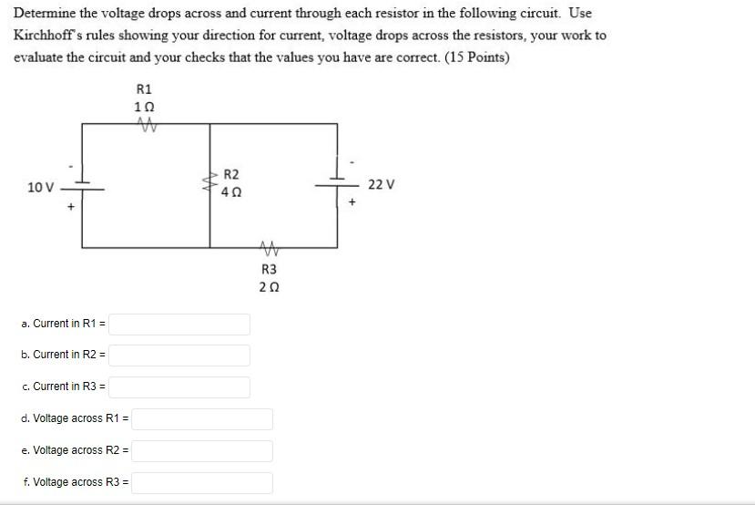 Solved Determine the voltage drops across and current | Chegg.com