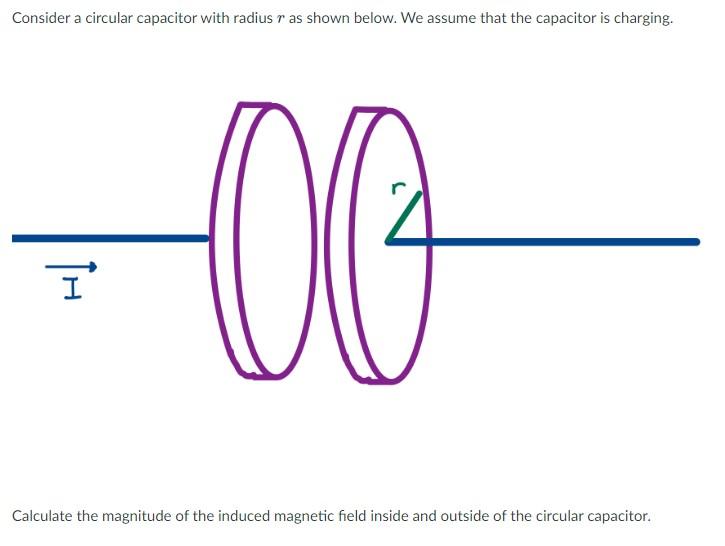 Solved Consider a circular capacitor with radius r as shown | Chegg.com