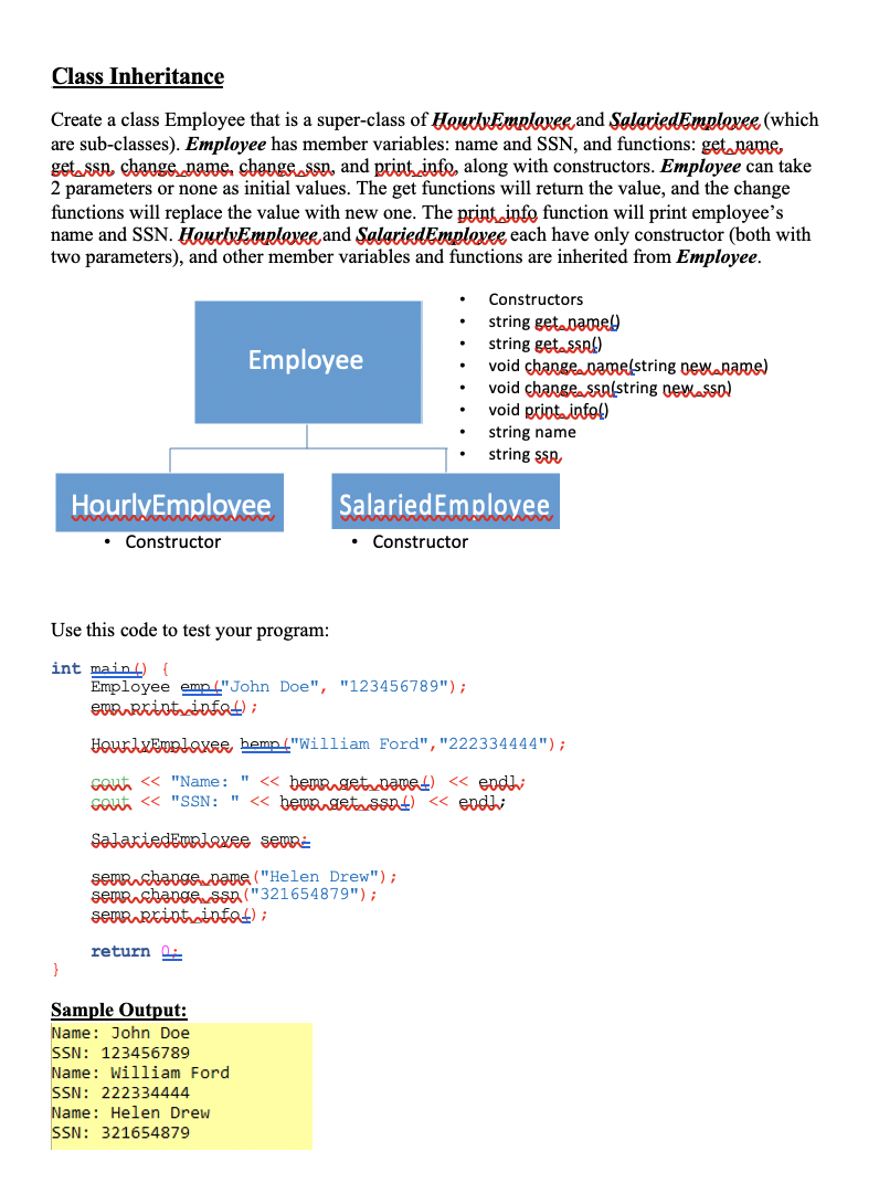 Solved Create a class Employee that is a super-class of | Chegg.com