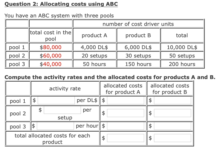 Solved Question 2: Allocating costs using ABC You have an | Chegg.com