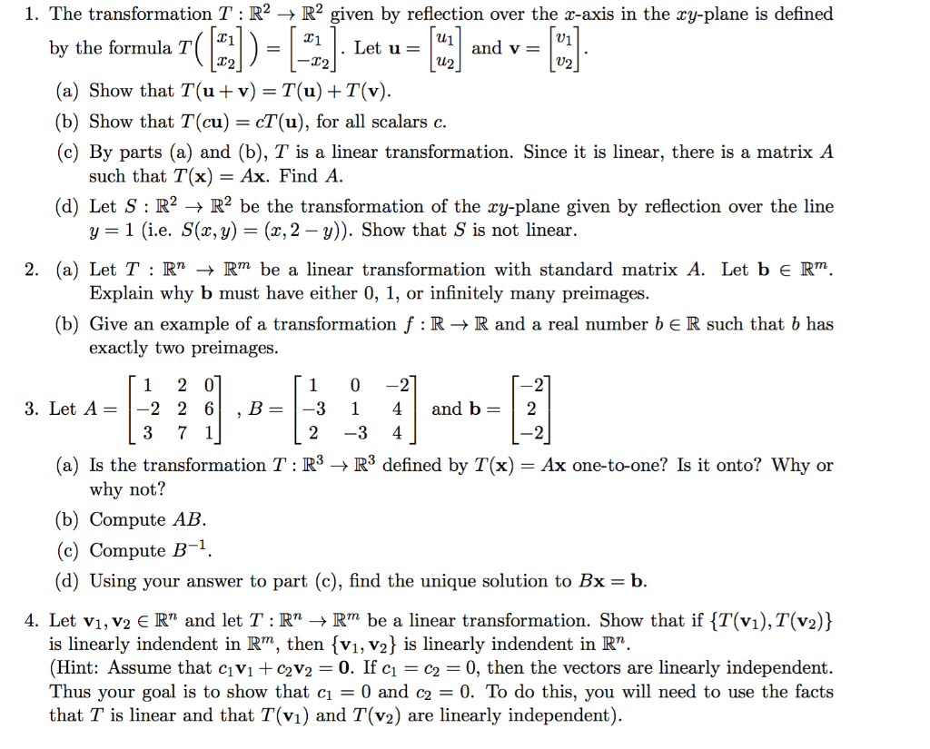 11. Le 1-12 1. The transformation T: R2 + R2 given by | Chegg.com