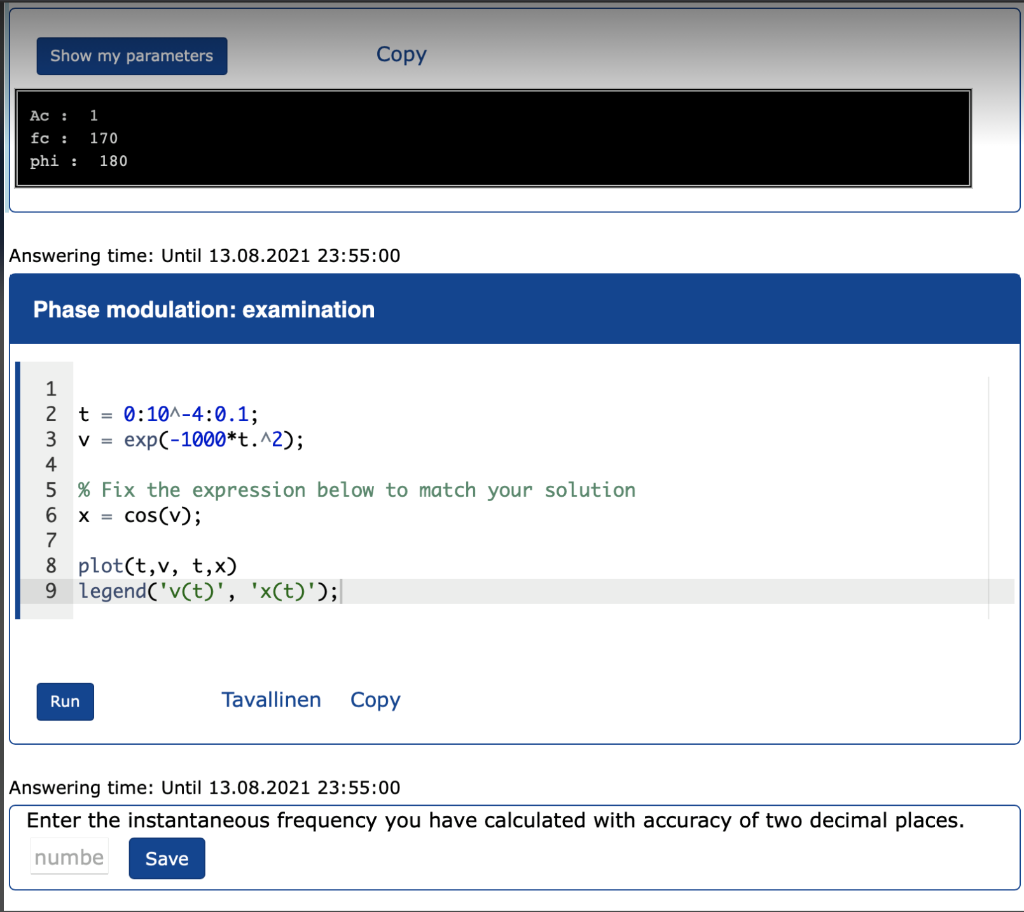 Solved Exercise: Phase modulation Consider signal v(t) = | Chegg.com