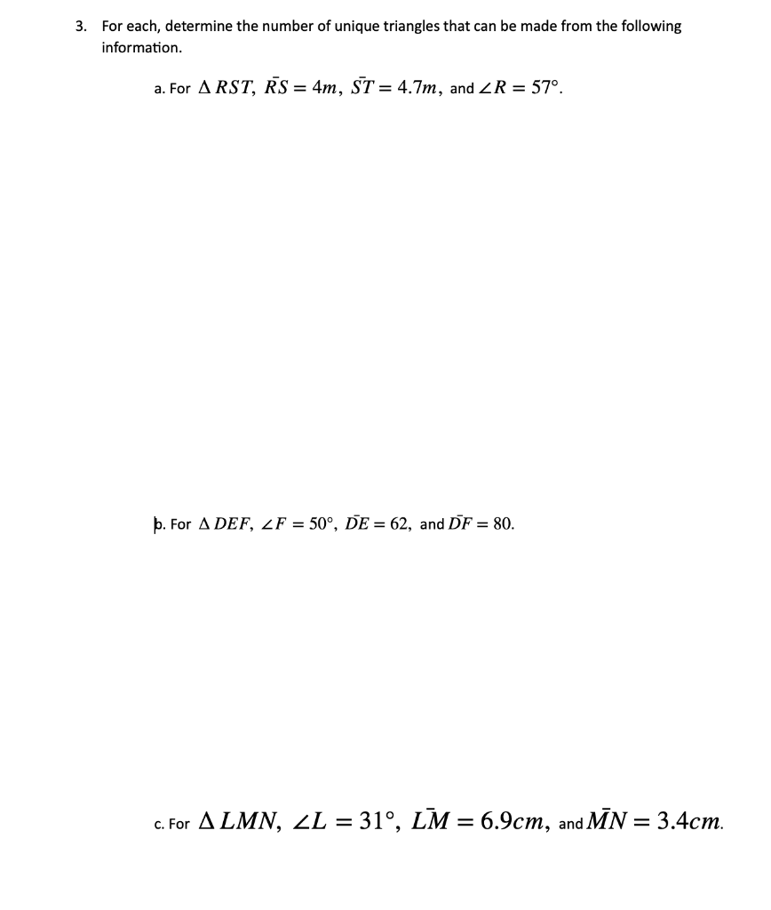 Solved 3. For each, determine the number of unique triangles | Chegg.com