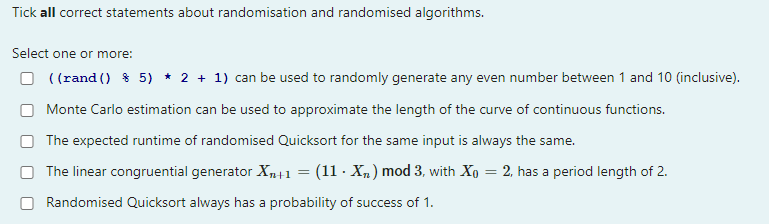 Solved Tick all correct statements about randomisation and | Chegg.com