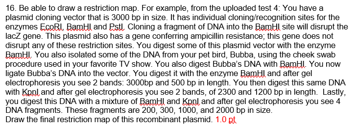 16. Be able to draw a restriction map. For example, | Chegg.com
