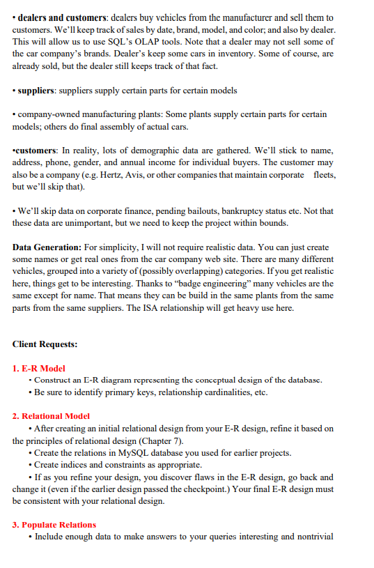 . Goal: The goal of this project is to provide a | Chegg.com