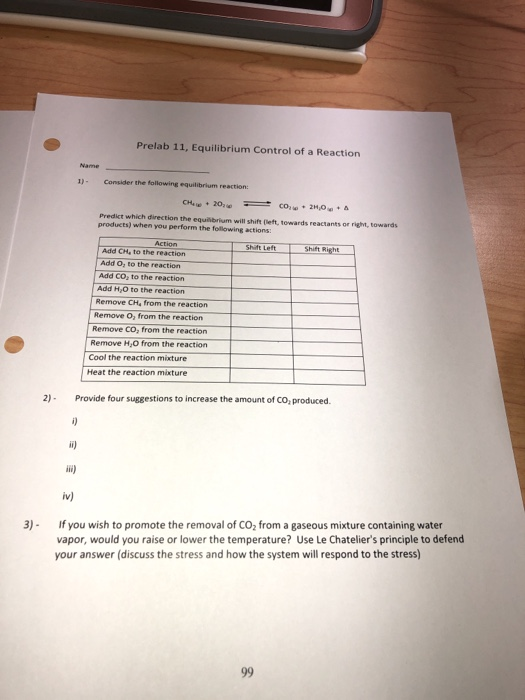 Solved Laboratory 11, Equilibrium Control of a Reaction Name | Chegg.com