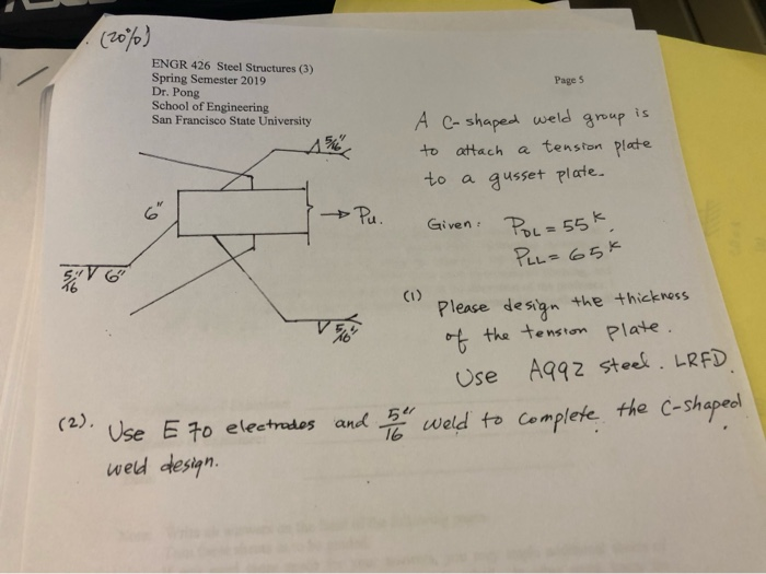 Solved (z%) ENGR 426 Steel Structures (3) Spring Semester | Chegg.com