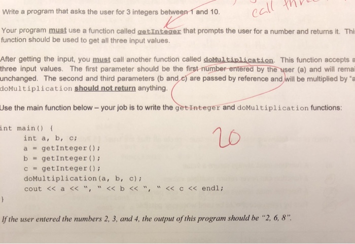 Solved Write a program that asks the user for 3 integers | Chegg.com