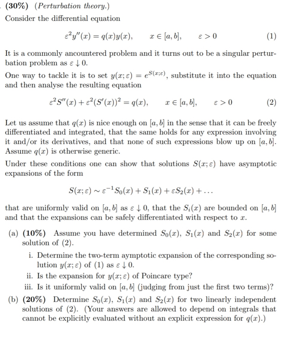 Solved 30 Perturbation Theory Consider The Differential
