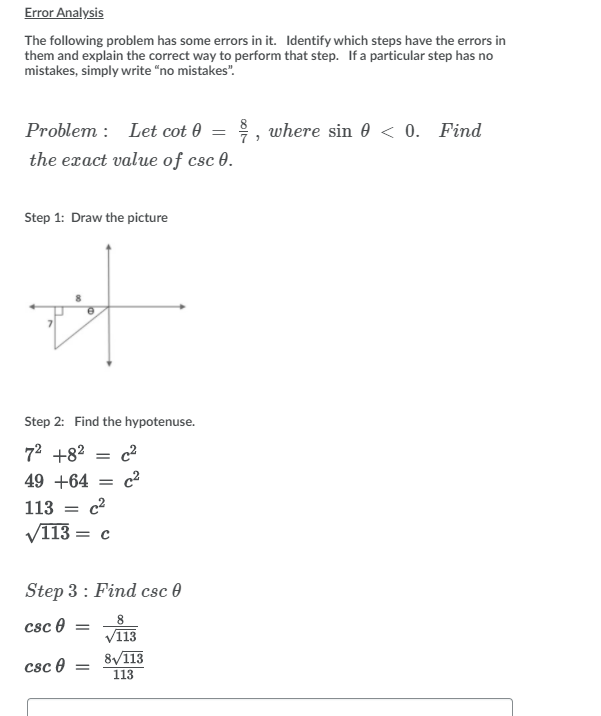 Solved Error Analysis The following problem has some errors | Chegg.com
