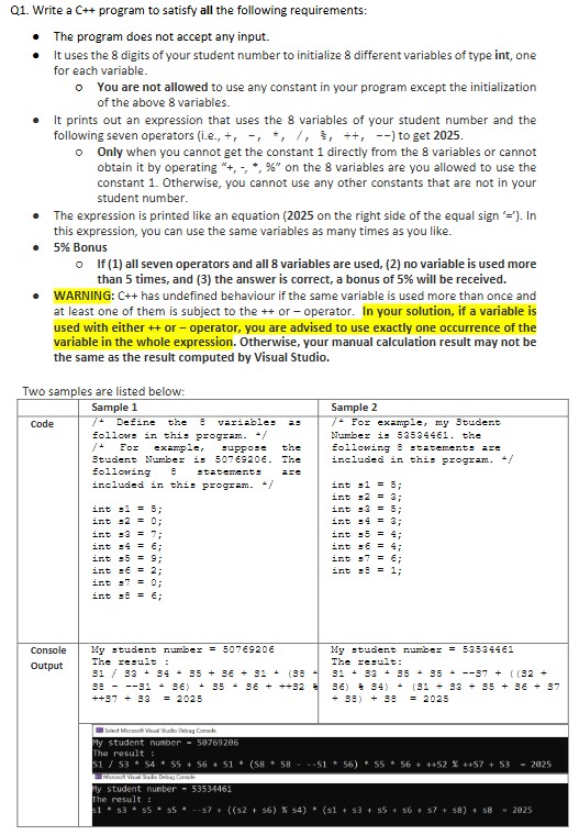 Write the whole C++ ﻿program to satisfy all the | Chegg.com