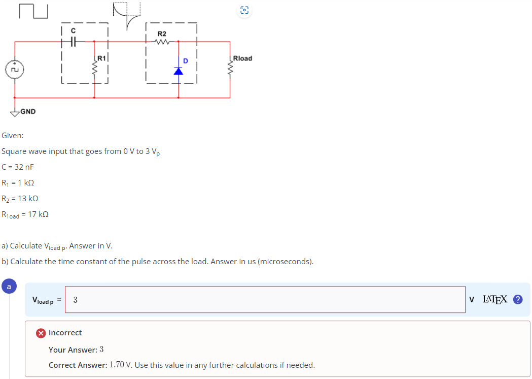 Solved Square wave input that goes from 0 V to 3 Vp | Chegg.com