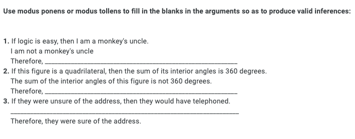 Solved Use modus ponens or modus tollens to fill in the | Chegg.com