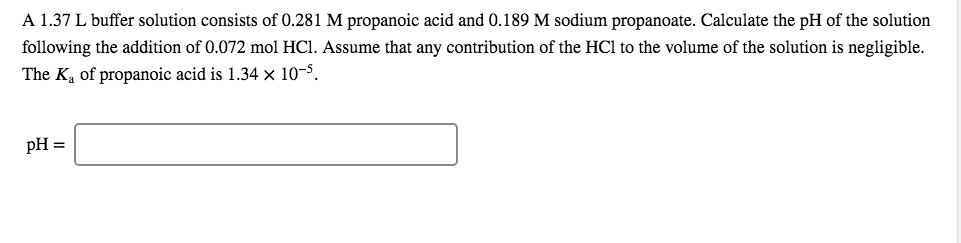 Solved A 1.37 L buffer solution consists of 0.281 M | Chegg.com
