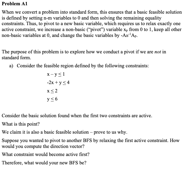 Solved Problem A1 When we convert a problem into standard | Chegg.com