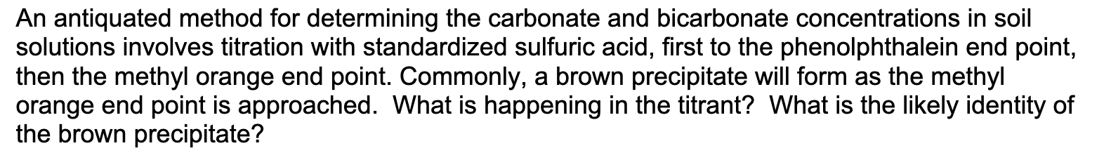 Solved An antiquated method for determining the carbonate | Chegg.com