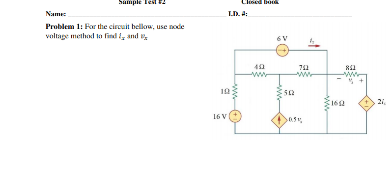 Solved Can You find Vx, and Ix using Voltage Node Analysis. | Chegg.com