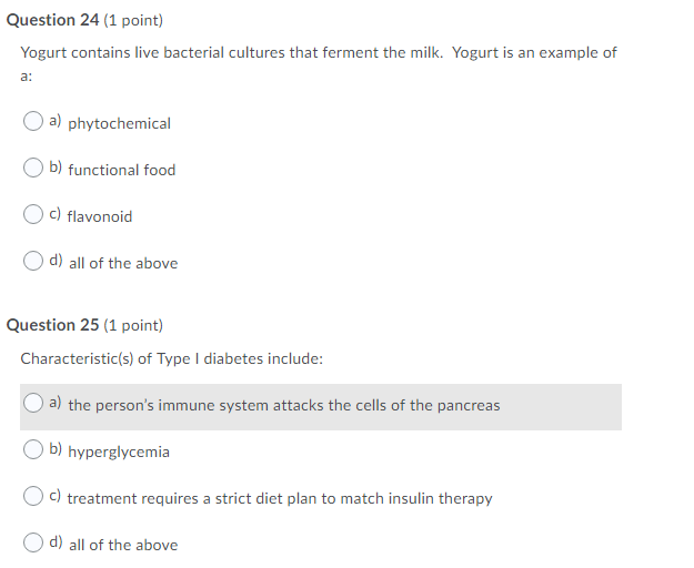 Solved Question 24 (1 point) Yogurt contains live bacterial | Chegg.com